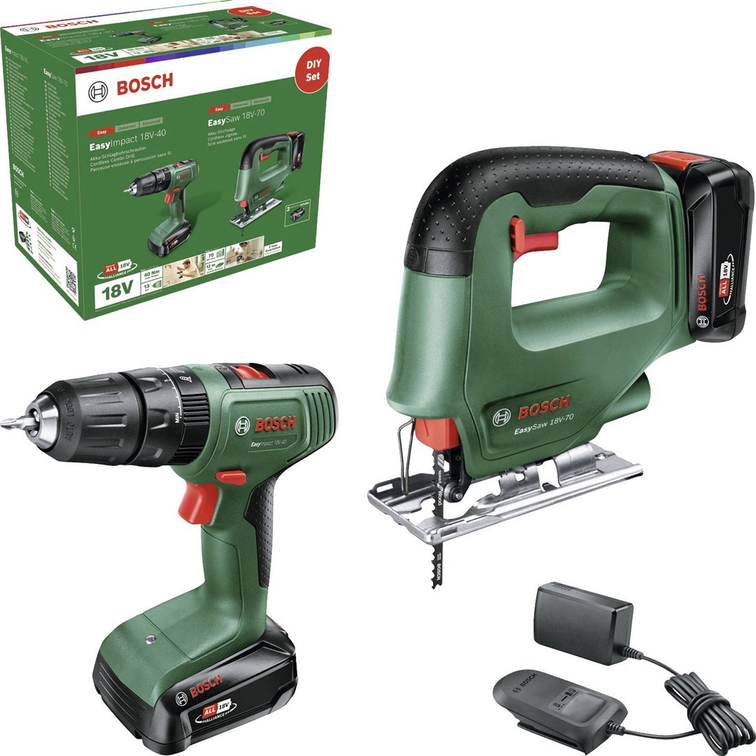 Bosch Groen Toolkit EasyImpact 18V-40 + EasySaw 18V-70 | 2 x 2.0 Ah ...