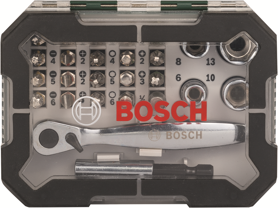 Bosch Accessoires 26-delige schroefbit- en ratelset met kleur codering ...