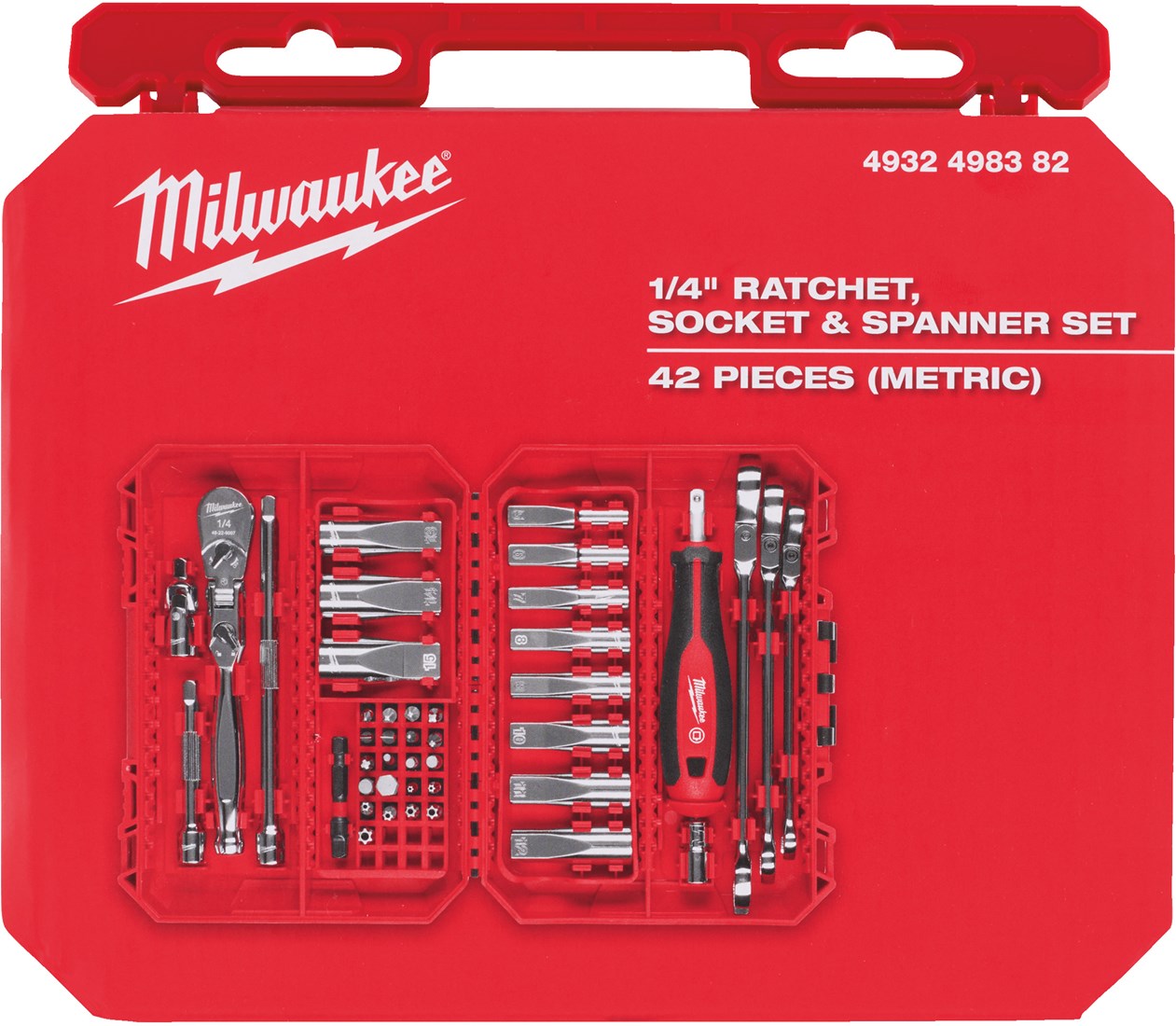 Milwaukee Doppenset, ratel en ringratel | Steeksleutel flex set | 1/4 ...