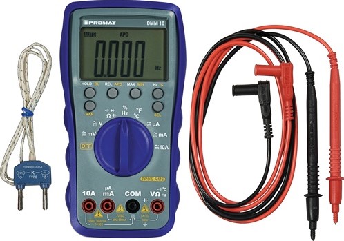 Promat Multimeter | DMM 10 | 0-600 V AC/DC | WAAR RMS | Temperatuur ...