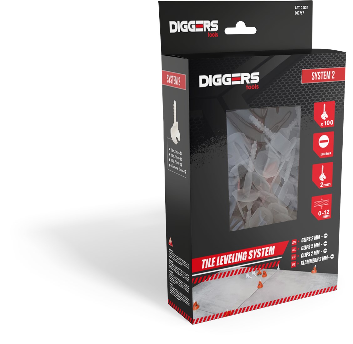 Diggers Level Clips | Lineair | 100 stuks | Systeem 2 - DIG767 ToolMax