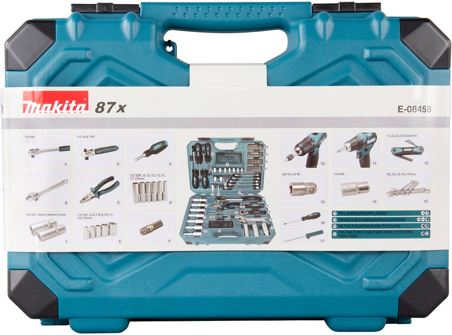 Makita Accessoires E-08458 | Gereedschapsset | koffer | 87-delig - E ...