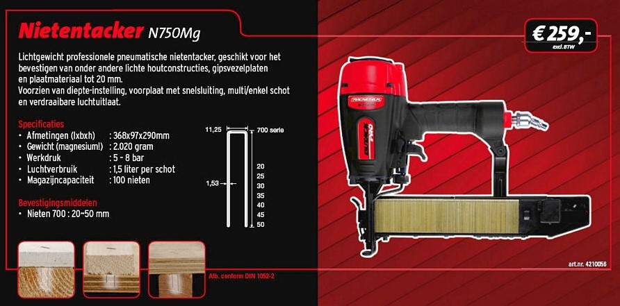 Dutack Pro N750Mg | nieten 700 | 20 t/m 50mm - 4210056 ToolMax