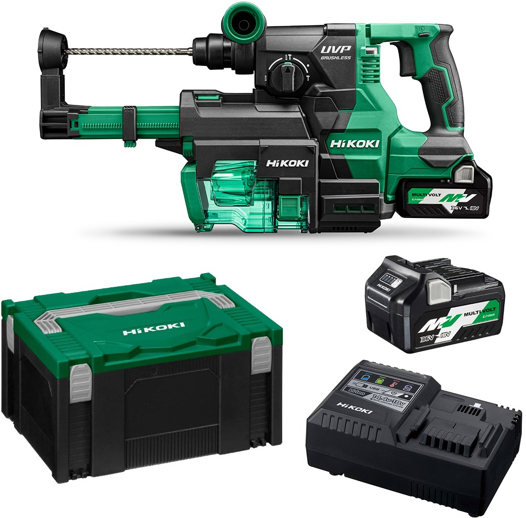 Hikoki DH3628DAWEZ Accu boor-breekhamer | 36 V | 3,2 J | Incl. lader en 2 MV A accu's ...