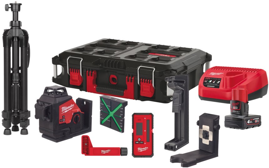 Milwaukee M12 3PLKIT-401P | Driedimensionale laser | met 3 groene 360 ...